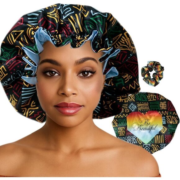Hair | African Silk Satin Bonnet Double Layer Hair Protection Moisture ...